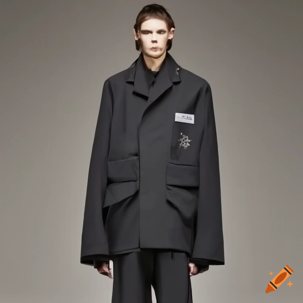 Raf simons men's jacket and bell-bottoms on Craiyon