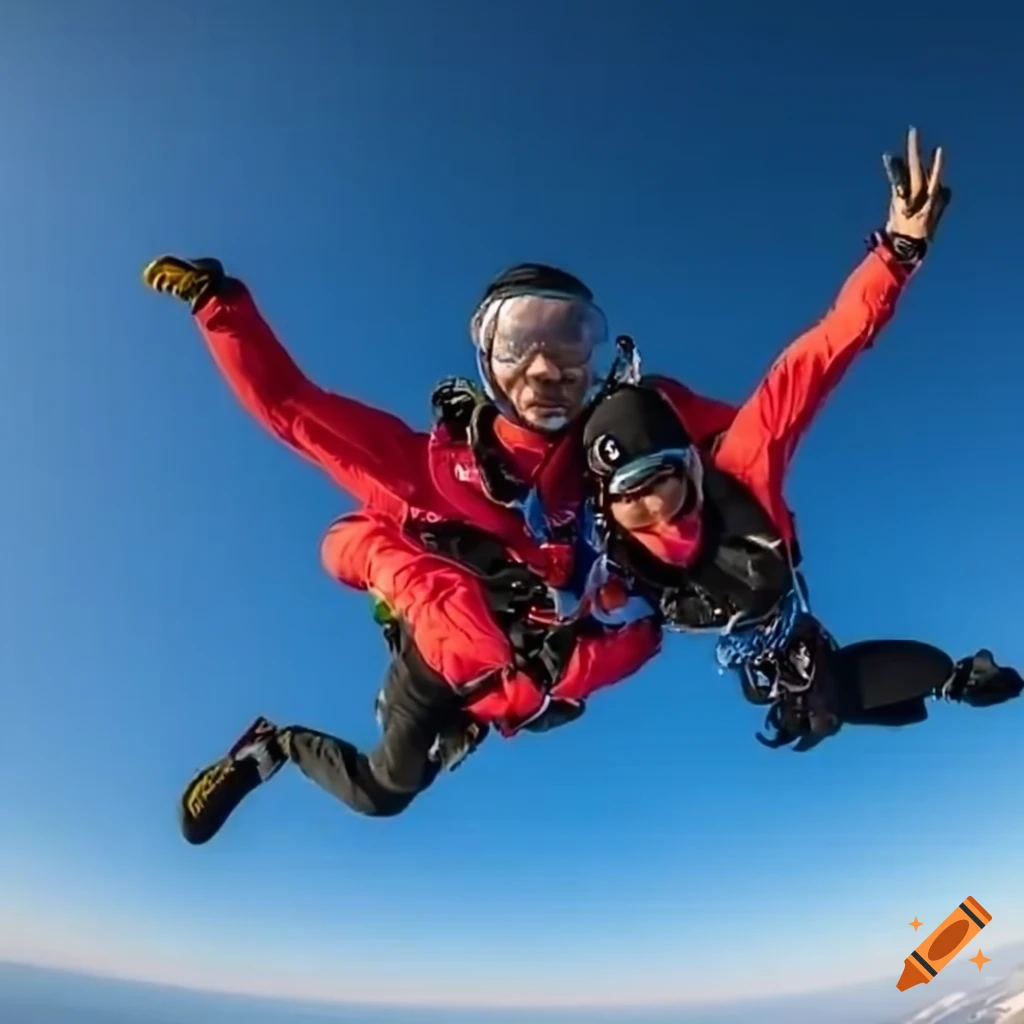 Image of skydivers in freefall on Craiyon
