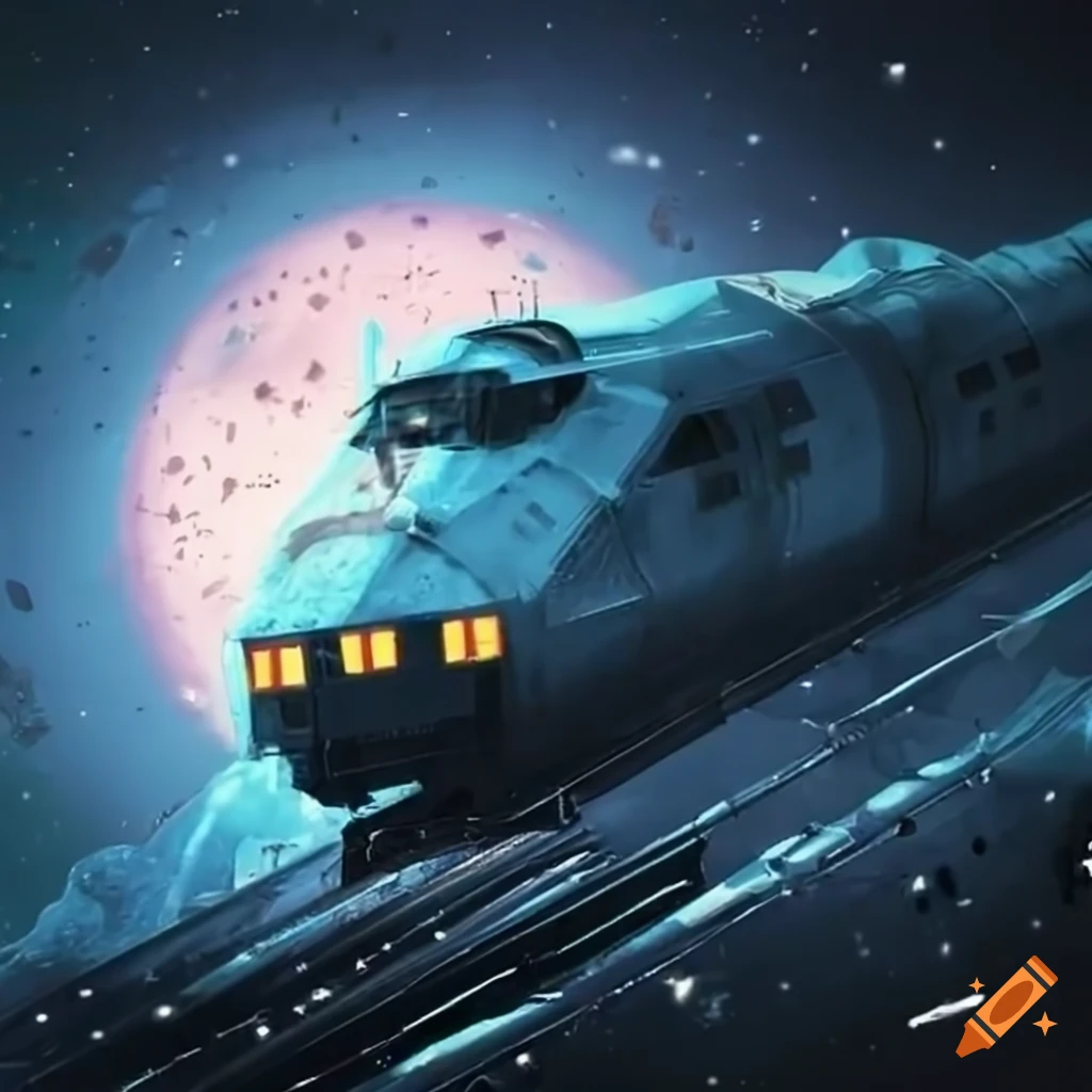 Image of a train in space on Craiyon