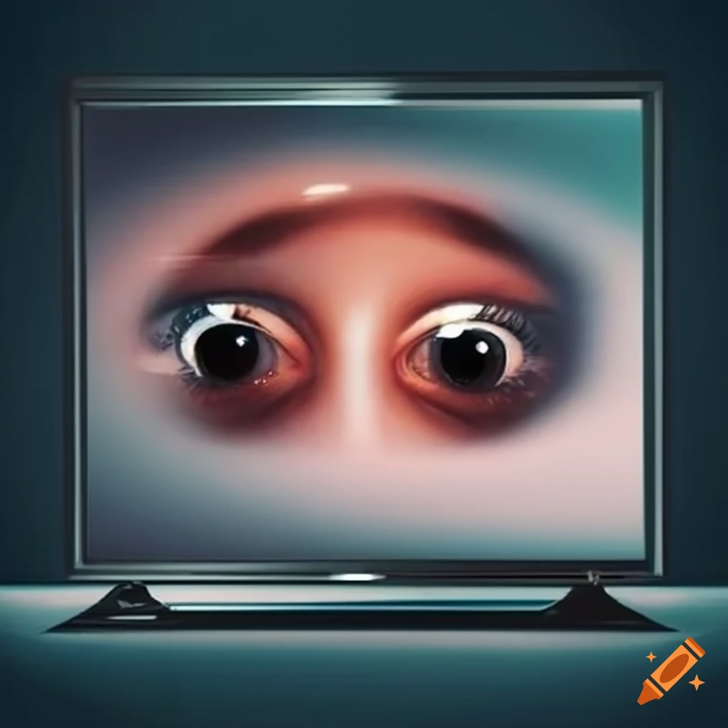 Illustration of eyes on a TV screen on Craiyon