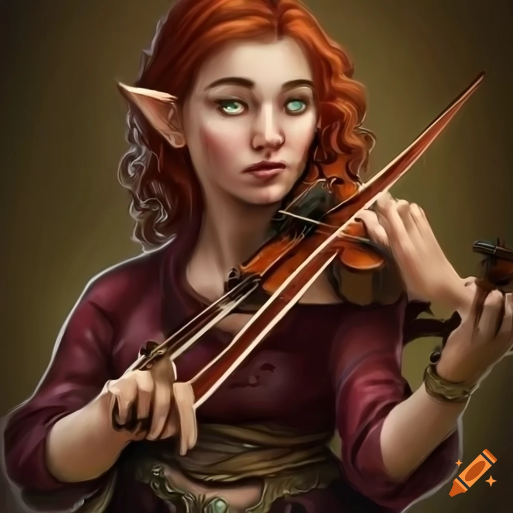 Female Halfling Bard Playing A Violin