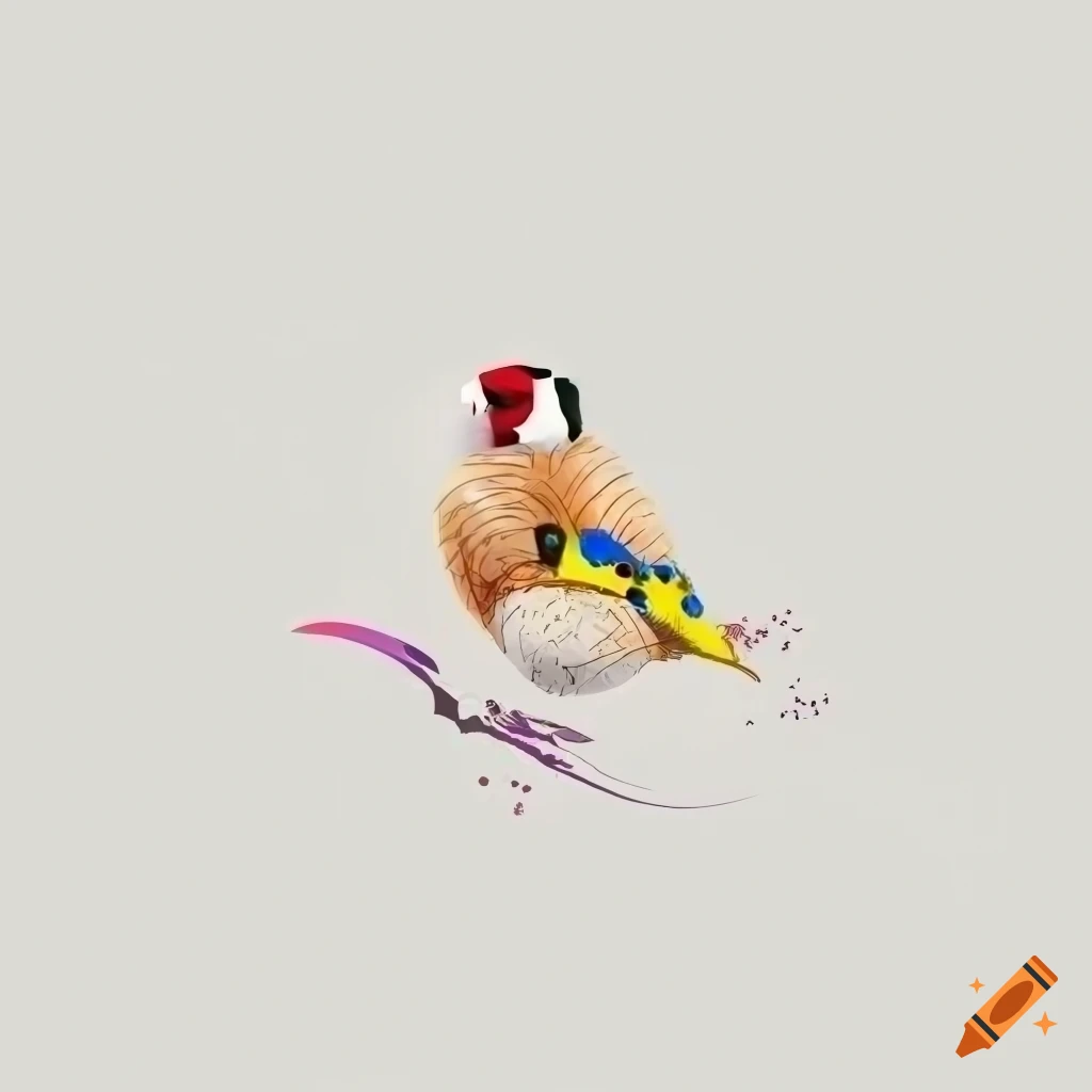 Illustration of a black and red songbird in flight on Craiyon