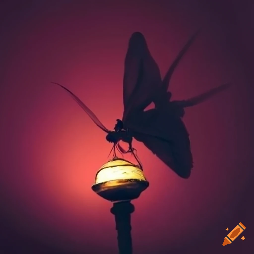 Moth flying towards a lamp on Craiyon