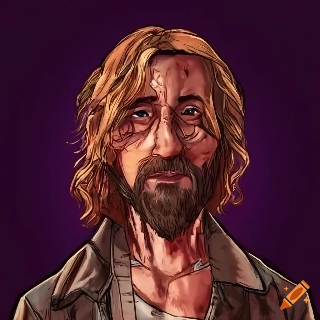 Digital art of asmongold in the style of walking dead