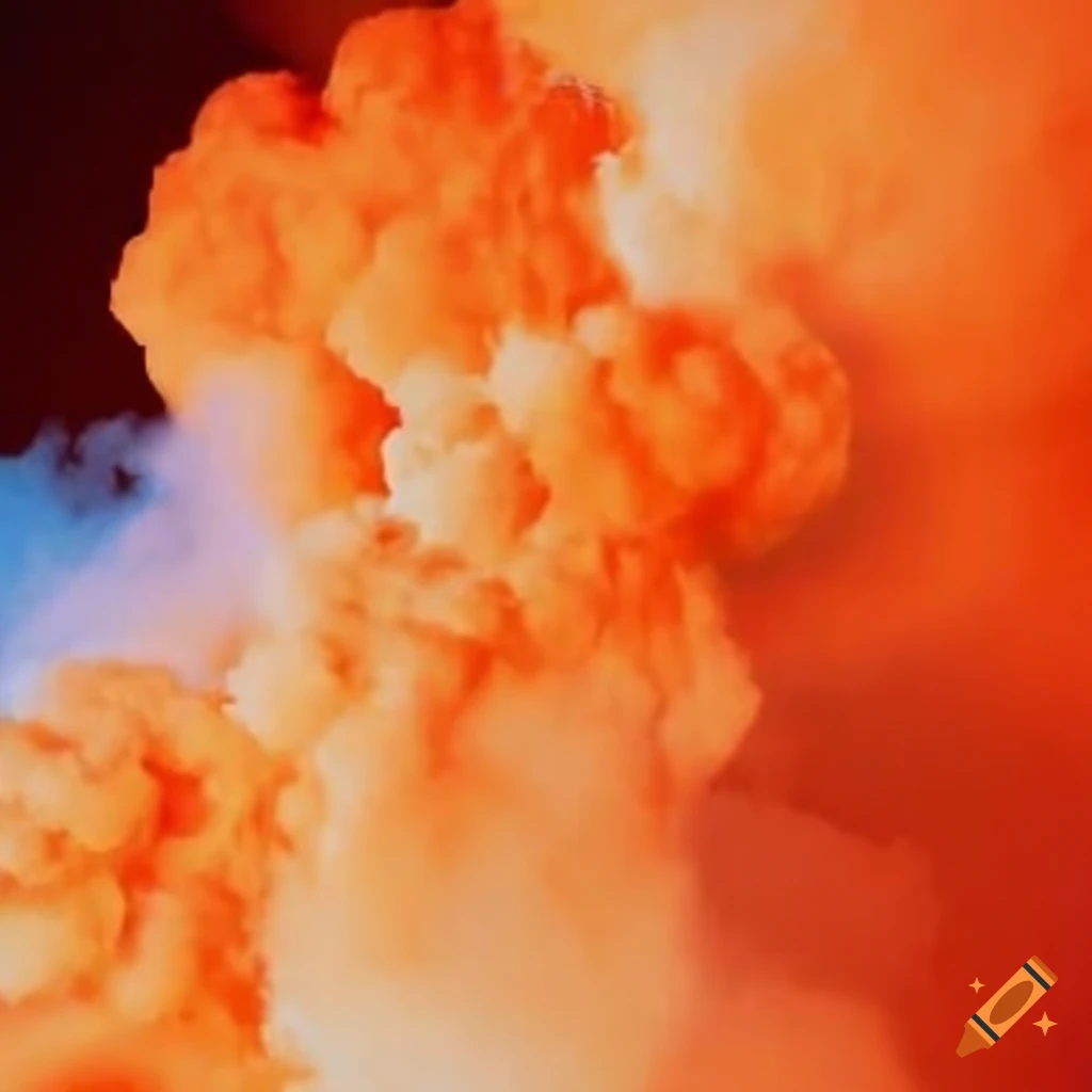 Colorful explosion of red, pink, sky blue, dark blue, orange, and ...