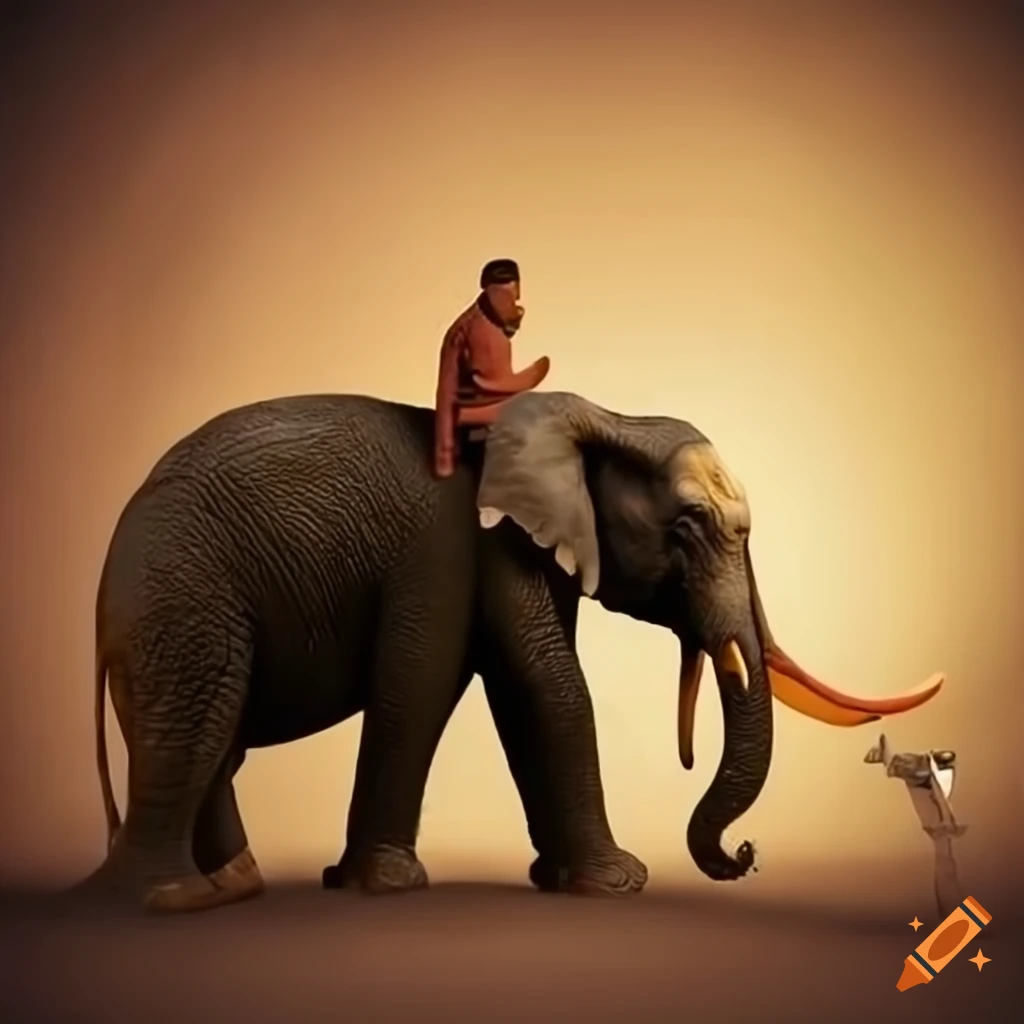 Elephant and human standing side by side on Craiyon