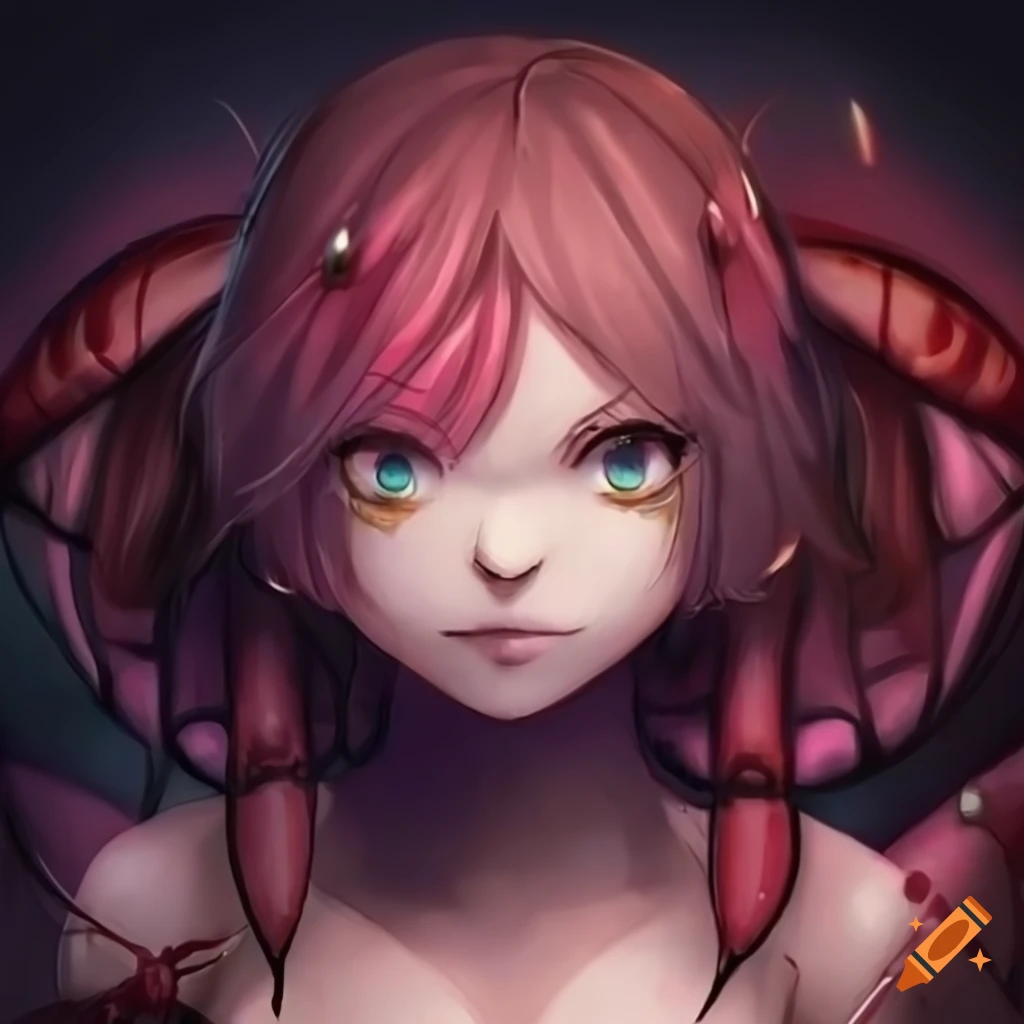 Anime-style portrait of an insectoid girl on Craiyon