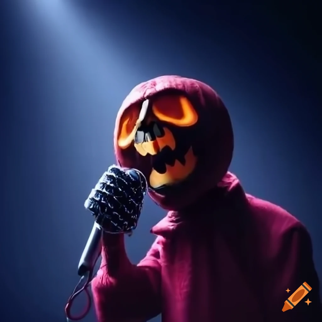 Pumpkin singing on stage