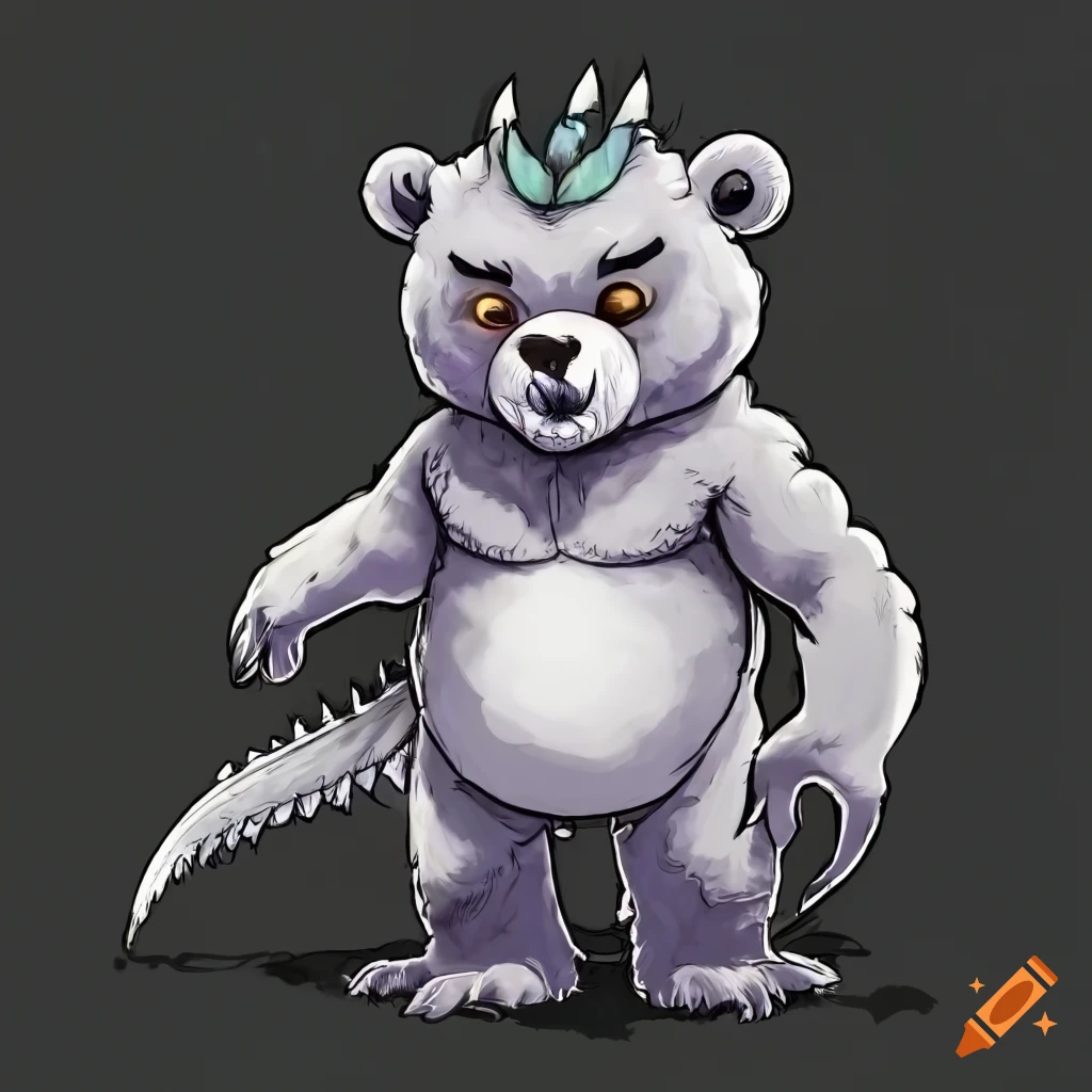 Anthropomorphic bear character with dragon features on Craiyon