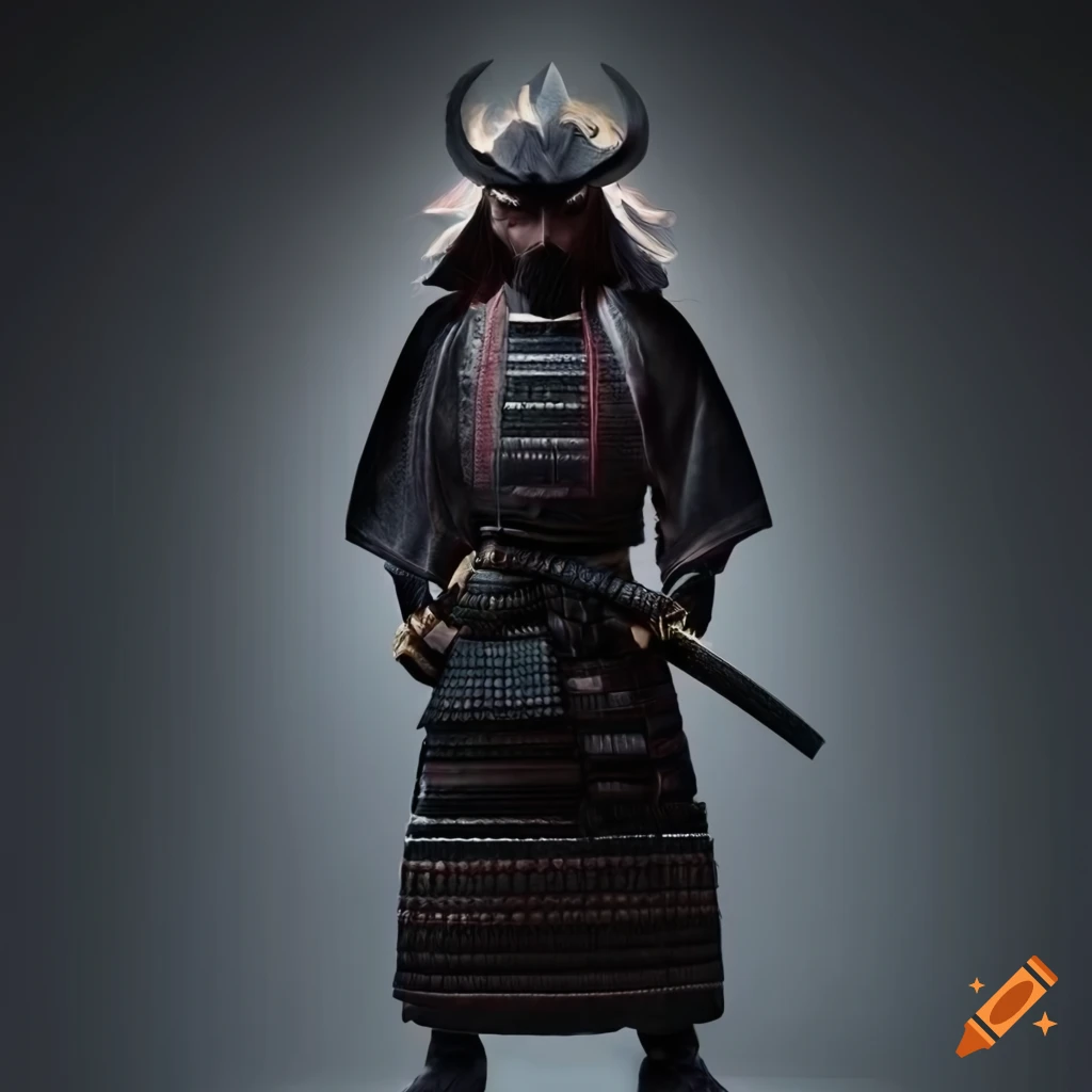 Black and red action figure body humanoid knight samurai with a katana ...