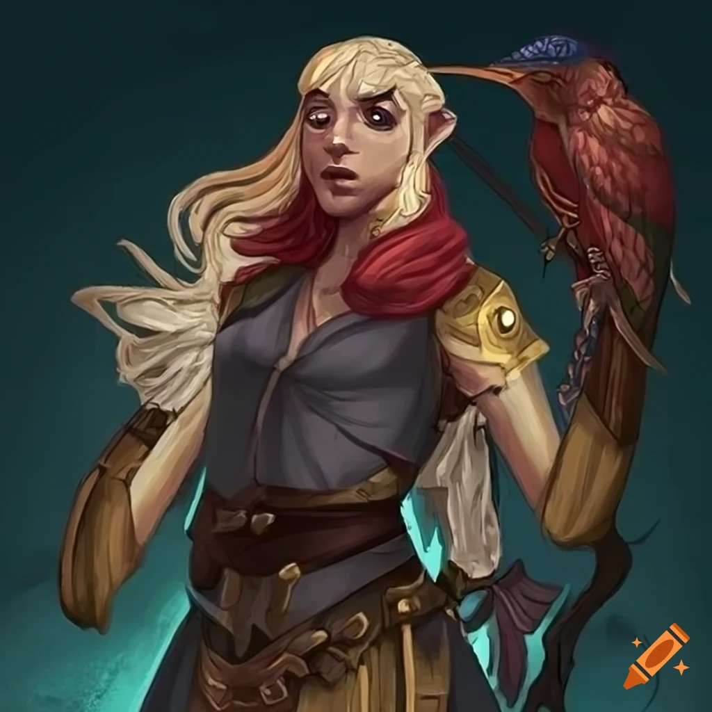 Bipedal hummingbird bard character artwork on Craiyon