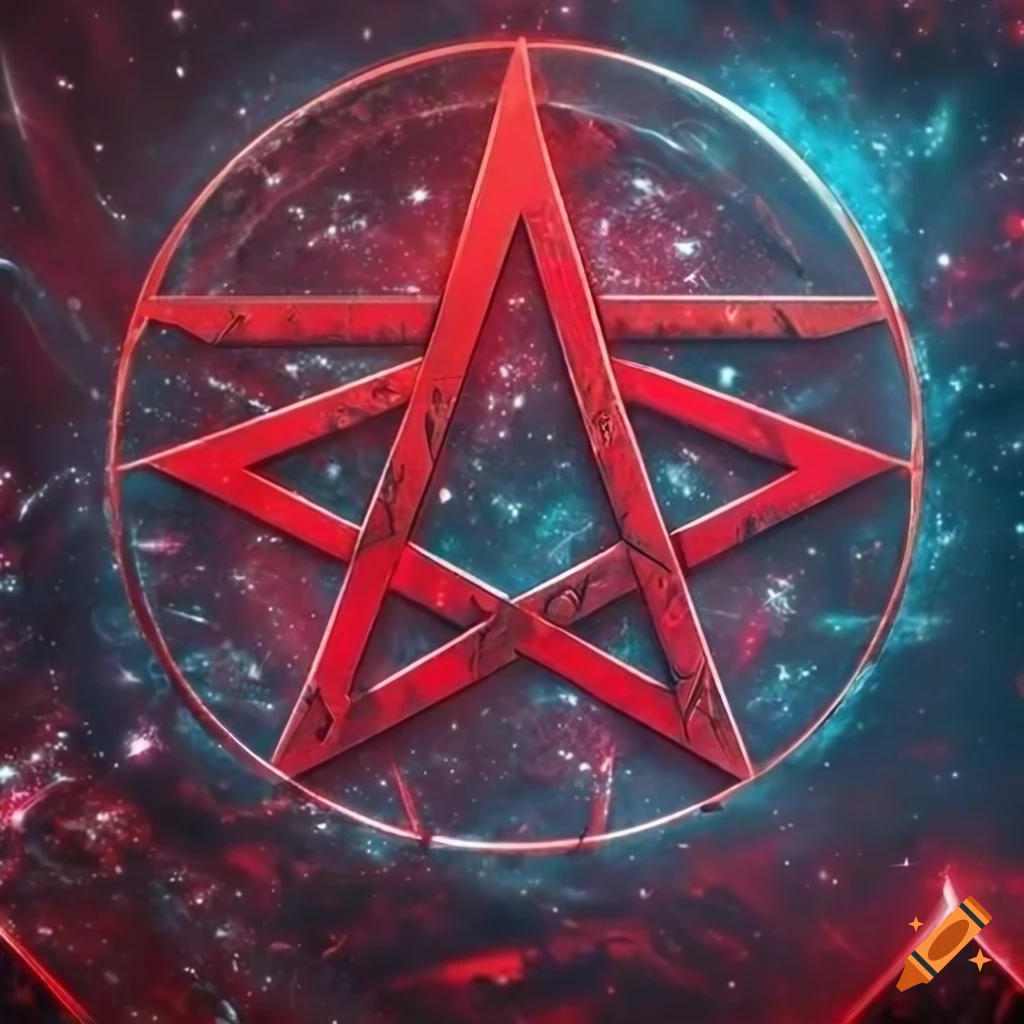 Red superhero logo on cosmic battle background on Craiyon