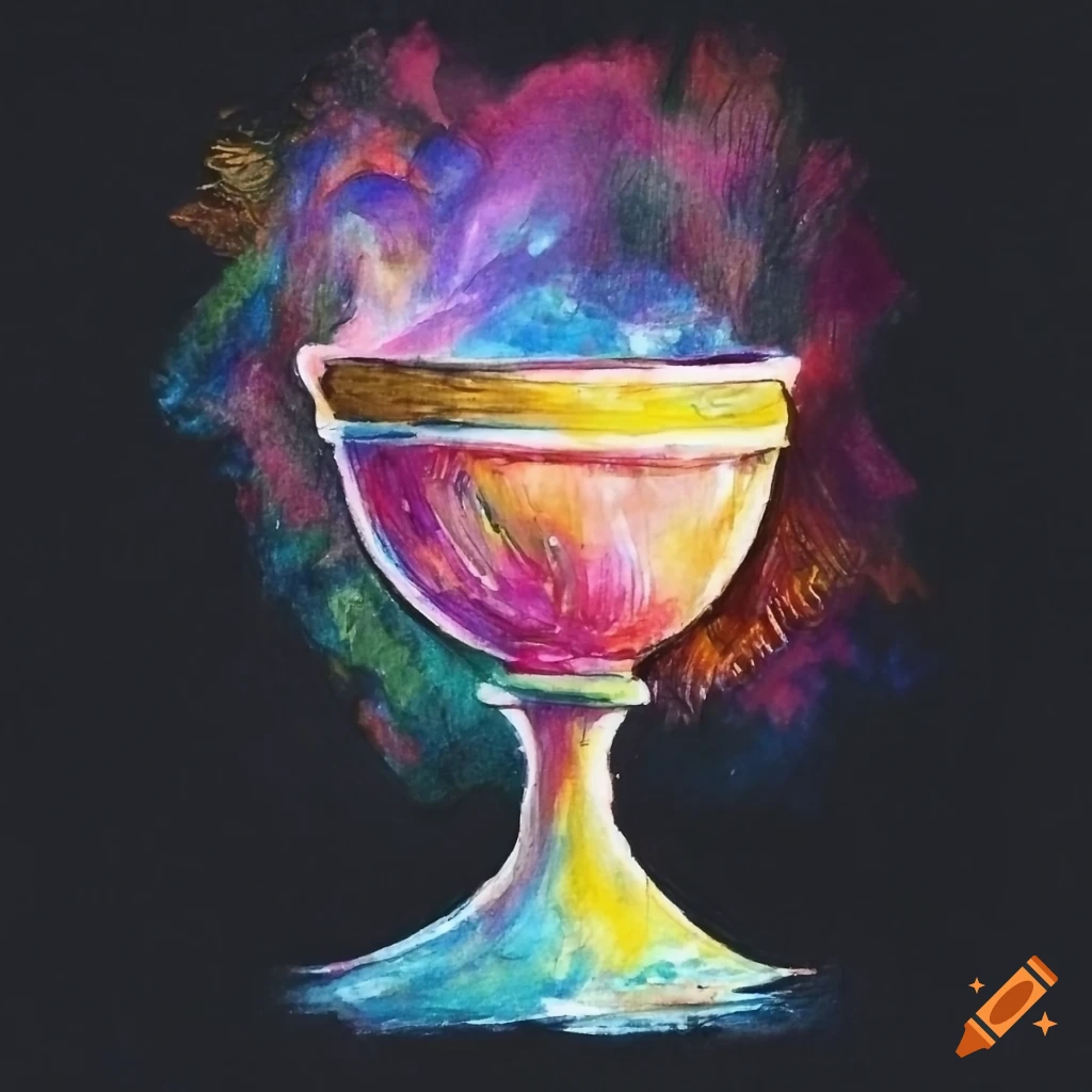 Color pencil sketch of a floating chalice on Craiyon