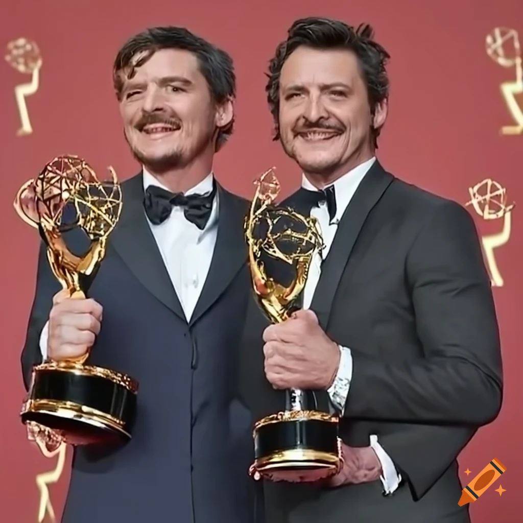 Pedro pascal receiving an emmy award on Craiyon