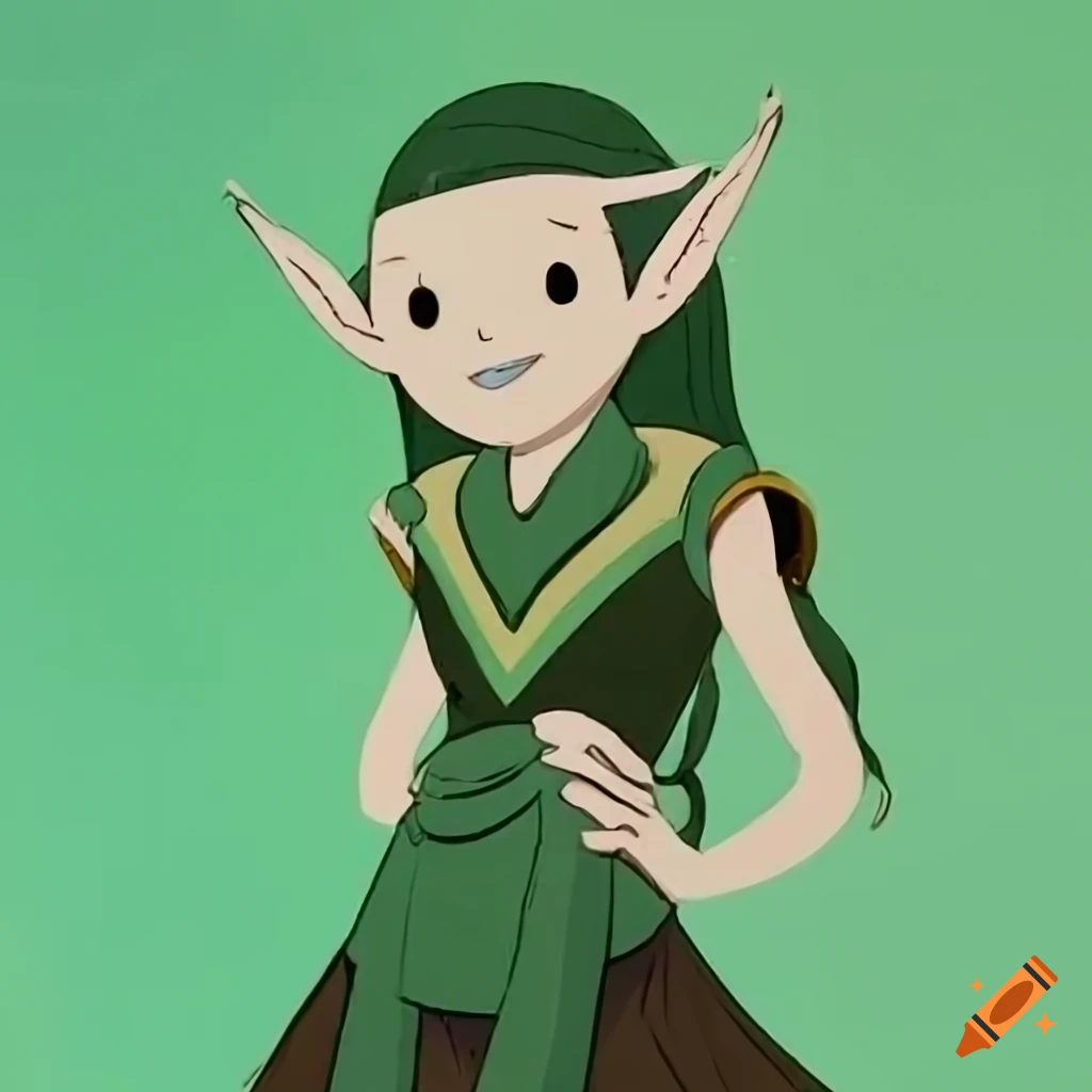 Artistic depiction of an elf character in green attire on Craiyon