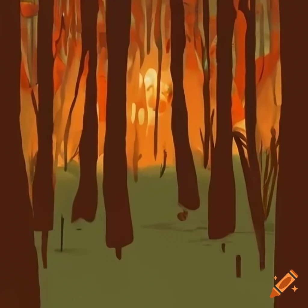 Orange forest landscape