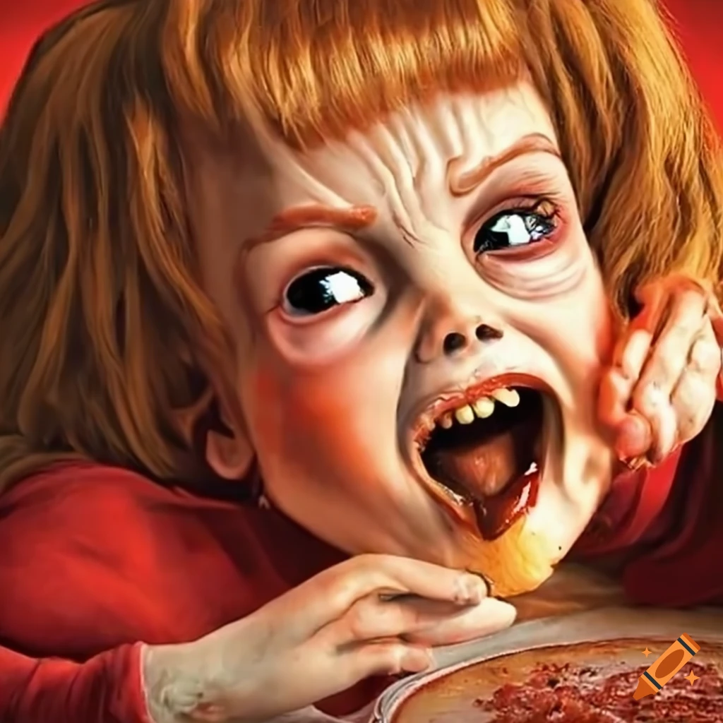 Stencil art of a child eating a hamburger on Craiyon