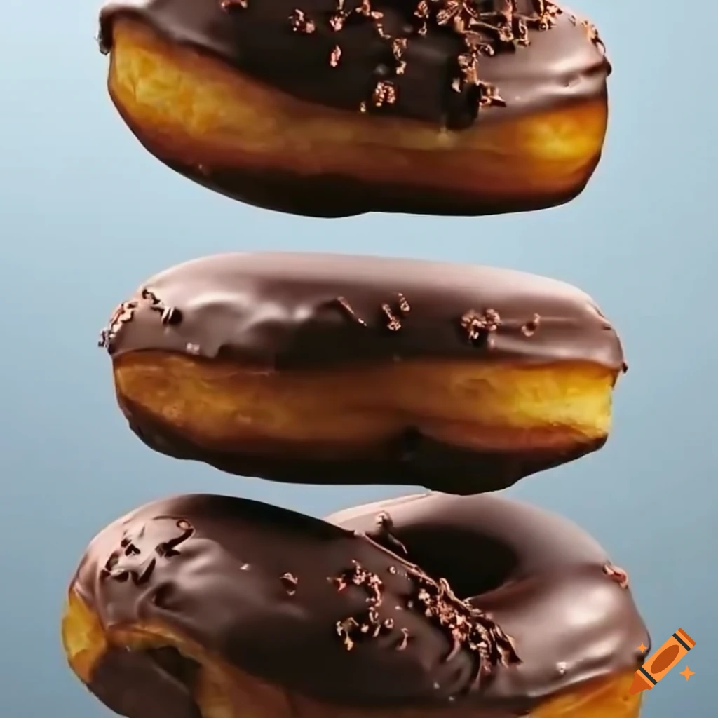 Falling chocolate donuts with icing