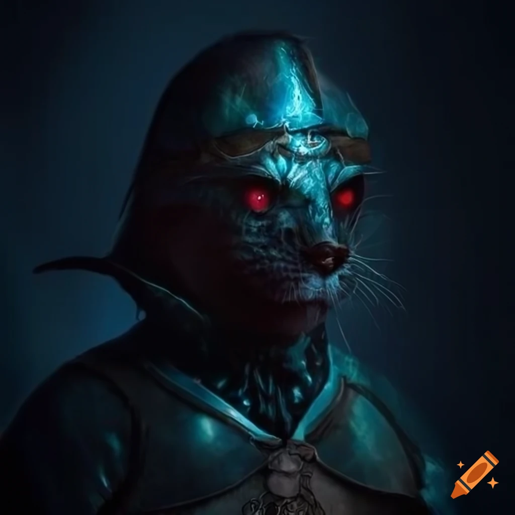 Evil rat person charging in a night forest on Craiyon