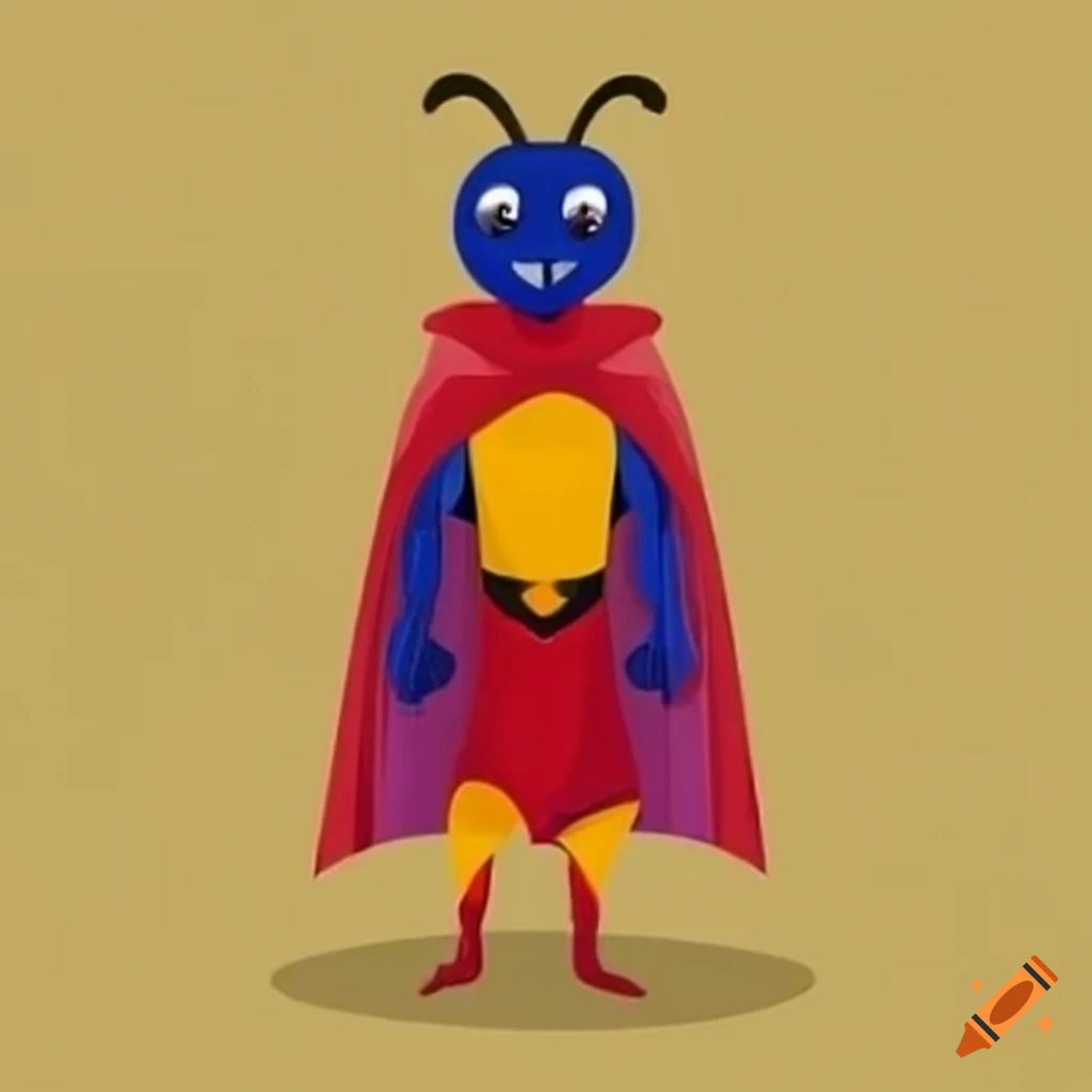 Illustration of a superhero creature with bee and ant elements