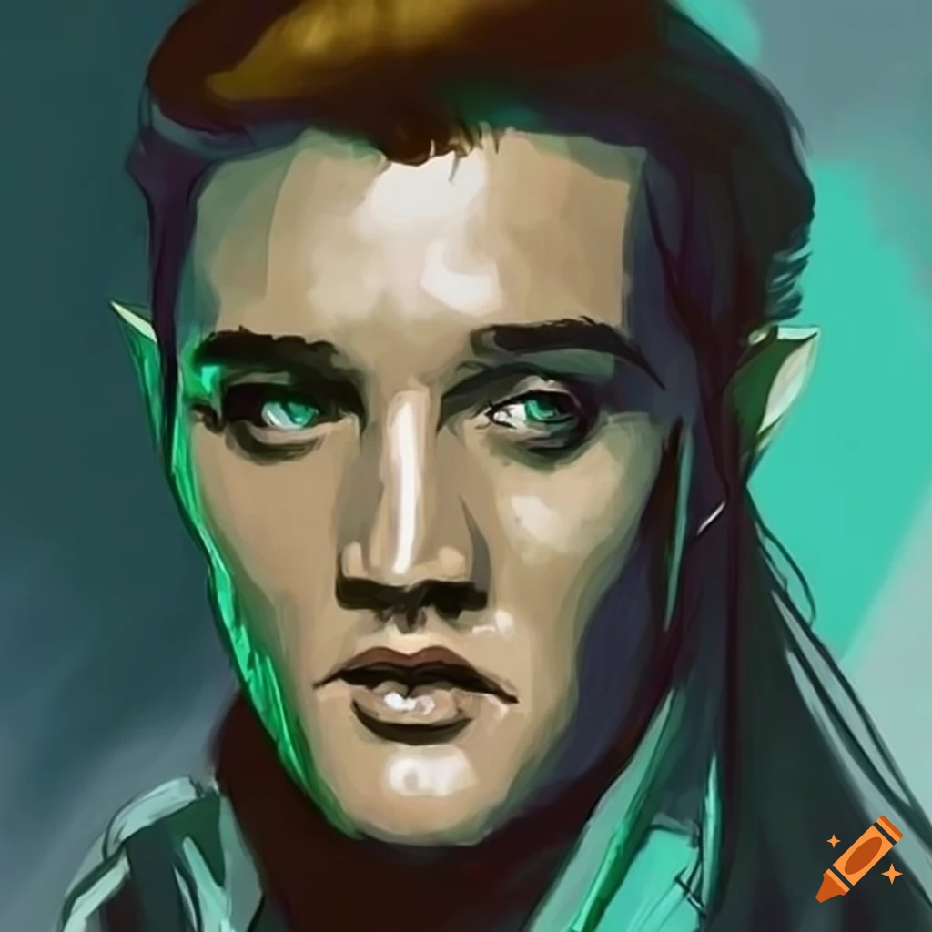 Fantasy art of elvis presley as an elven bard on Craiyon