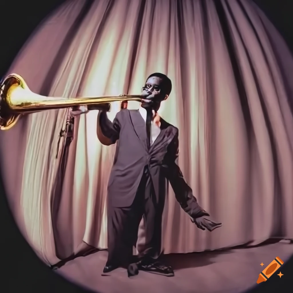 Photograph of a black jazz trumpeter performing on stage in a 1940s ...