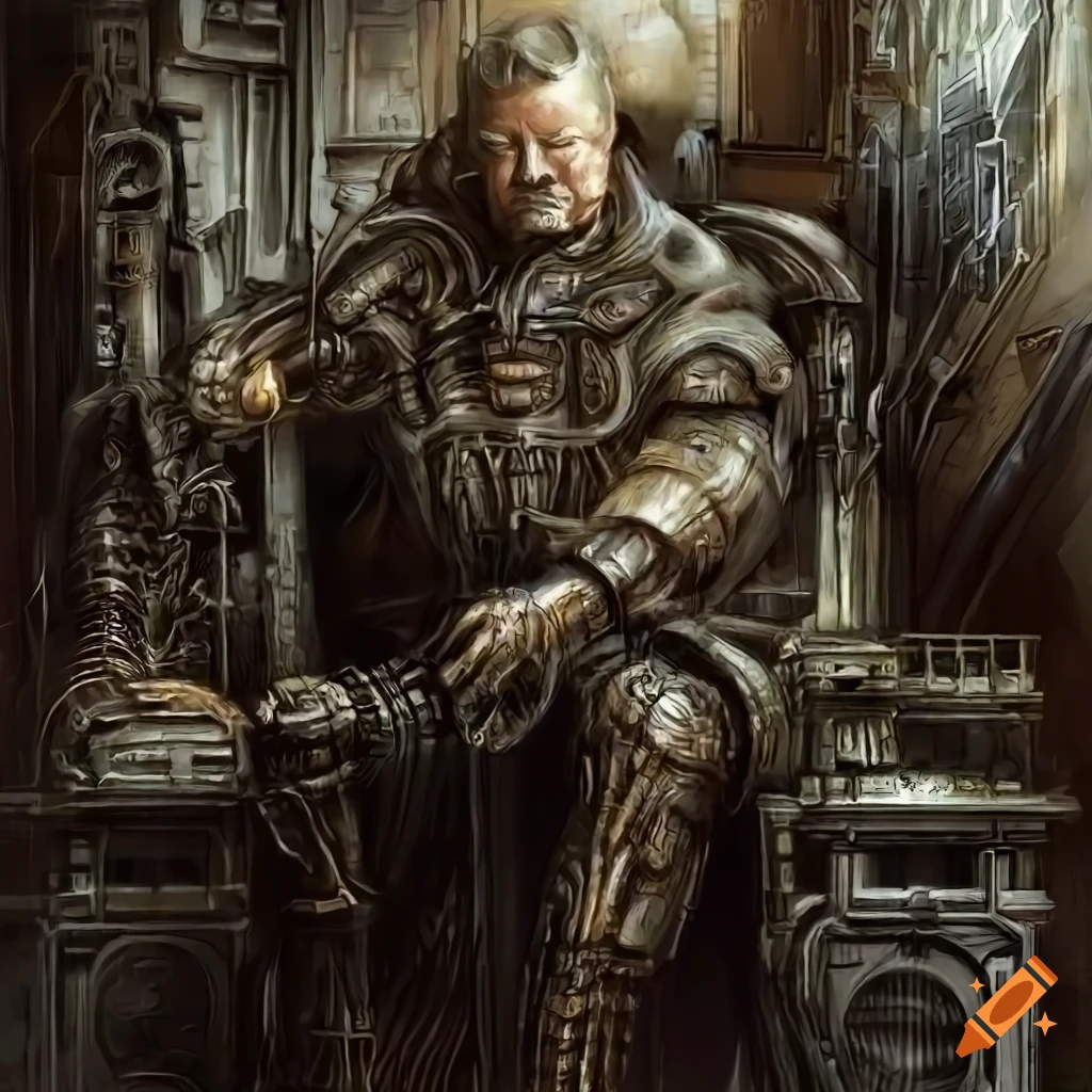 Sci-fi illustration of theodore roosevelt in alien biomechanical ...