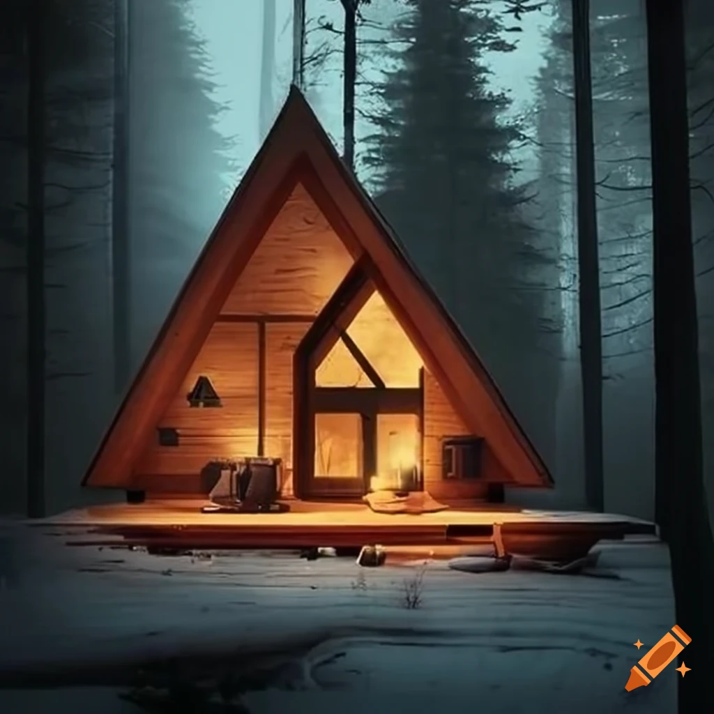 Cozy cabin in the woods on Craiyon