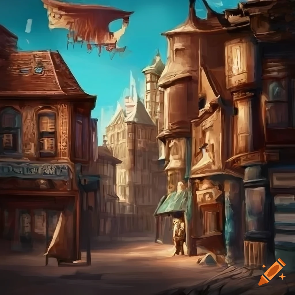 Market plaza in a dnd setting on Craiyon