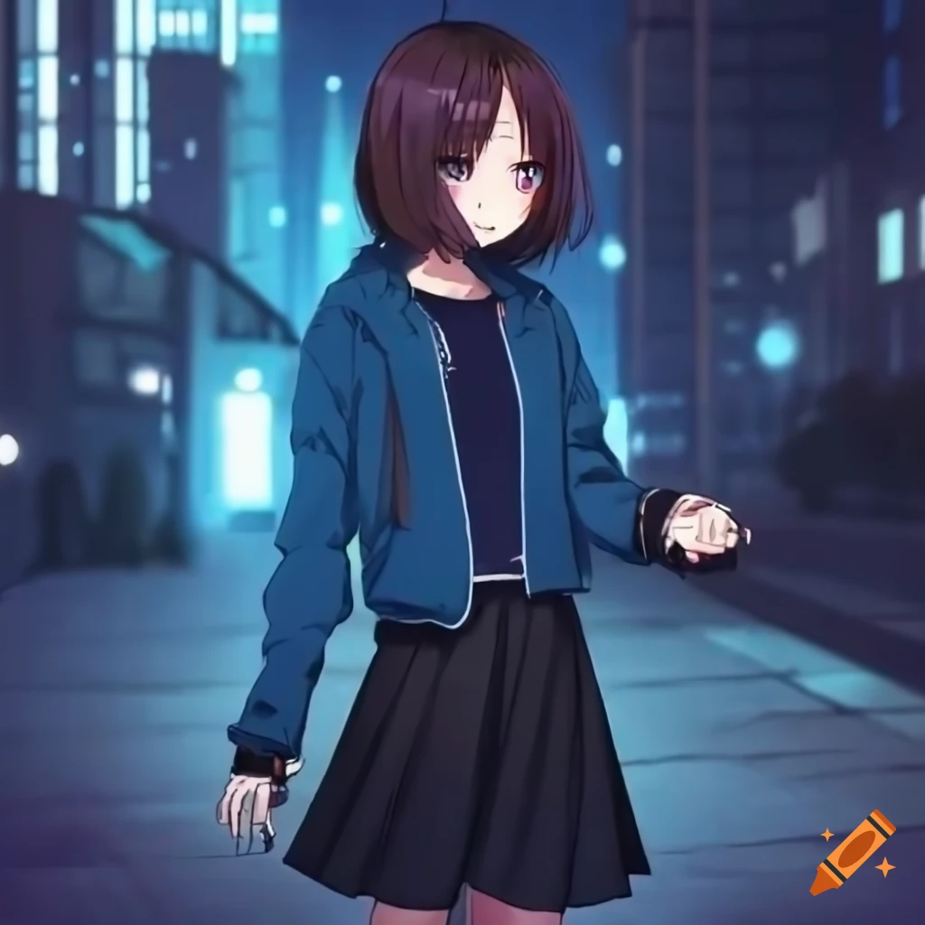 Anime character ochako uraraka driving a car at night in semirealistic ...