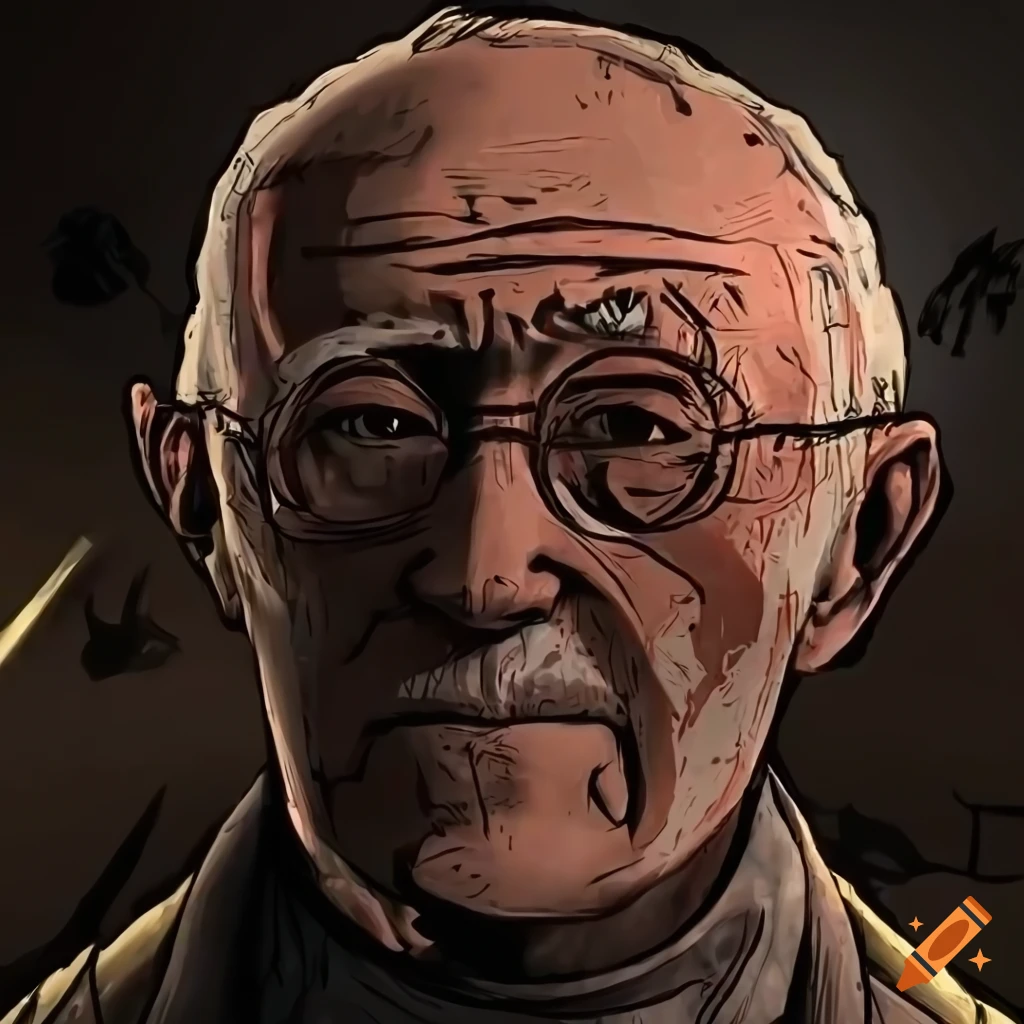 Digital artwork of Father Brown in a post-apocalyptic setting on Craiyon