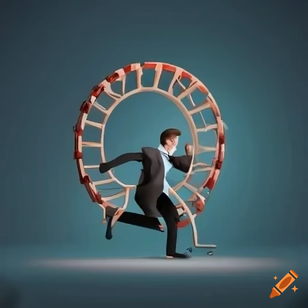 Businesswoman climbing a mountain of papers on Craiyon