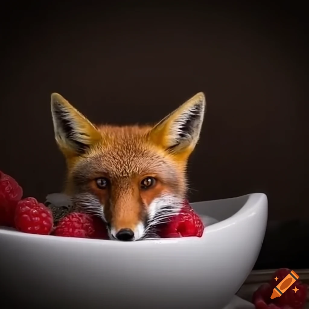 Fox enjoying a raspberry bath on Craiyon