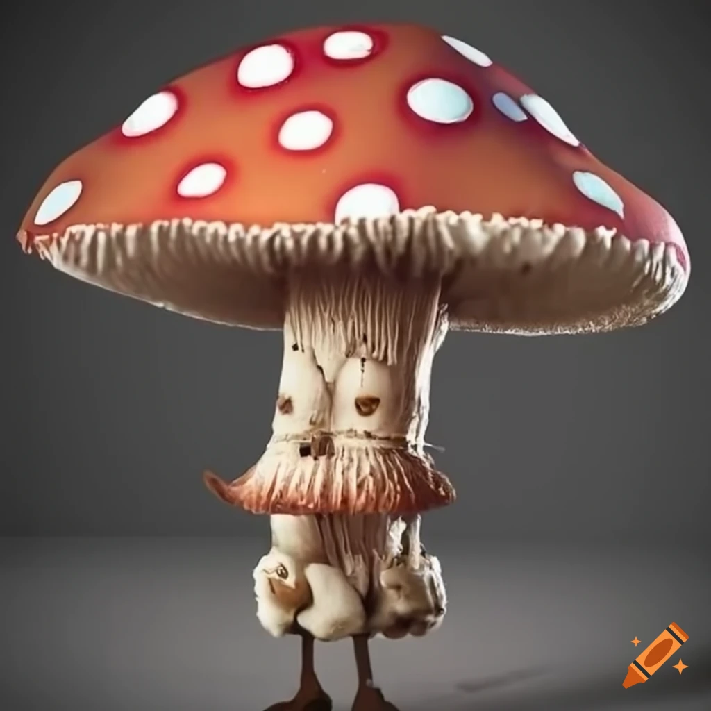 Artwork of a friendly mushroom person on Craiyon