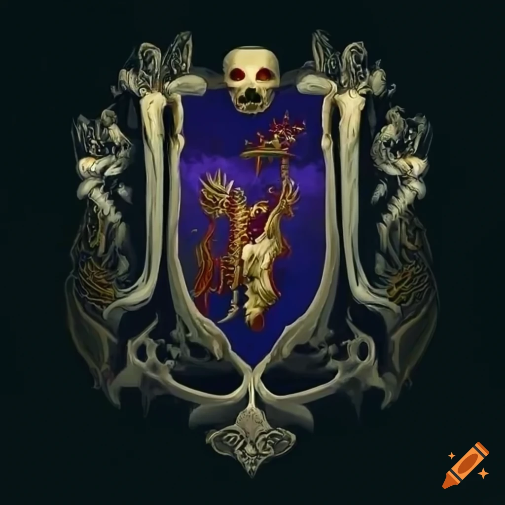 Coat of arms featuring a beautiful skeleton on Craiyon
