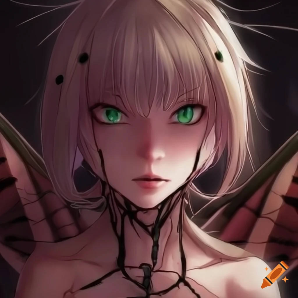 Portrait of an insectoid girl in anime style on Craiyon