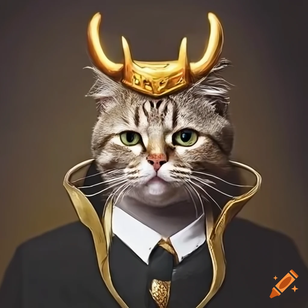 Cat wearing loki's crown on Craiyon