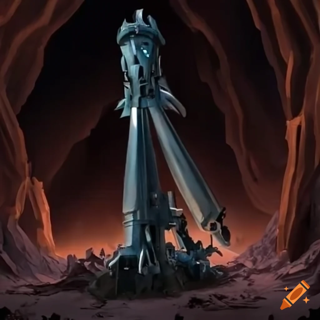 Image of a 90-meter tall claw drill for extraterrestrial mining