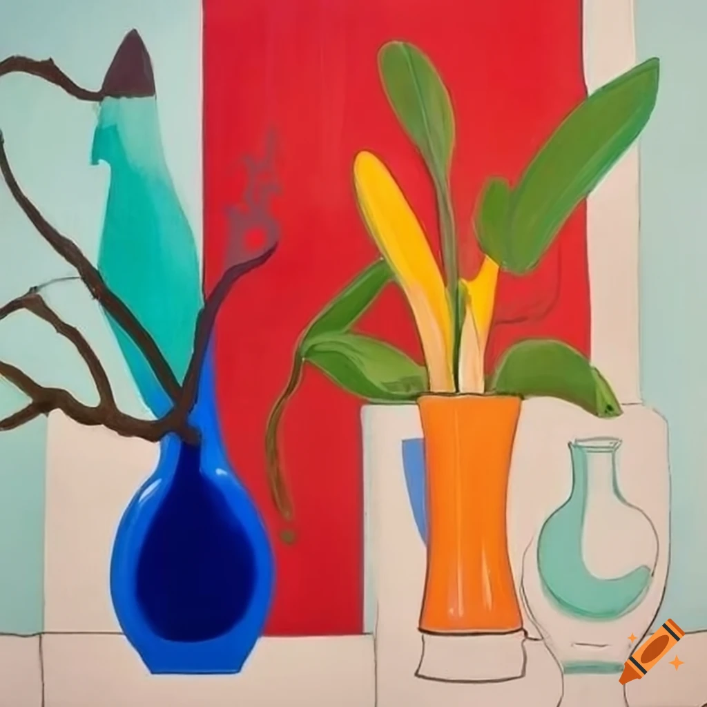 Colorful modern still life with poppies in a unique artistic style on ...