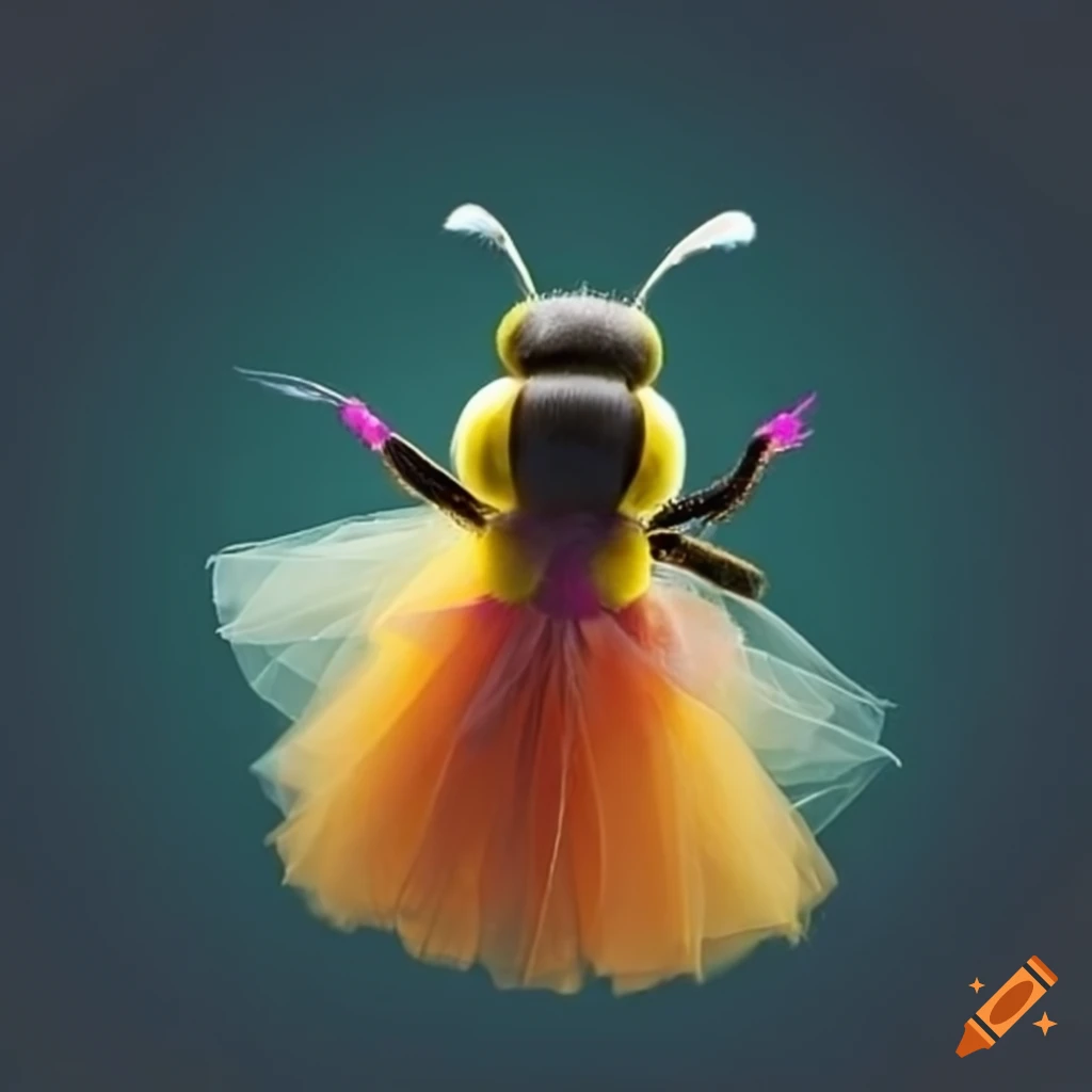 Funny illustration of a bee wearing a tutu on Craiyon