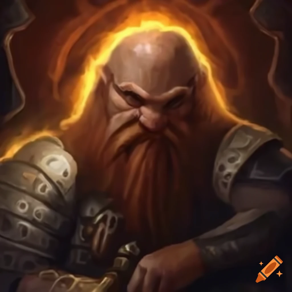 Fantasy artwork of a dwarf cleric casting a healing spell on Craiyon