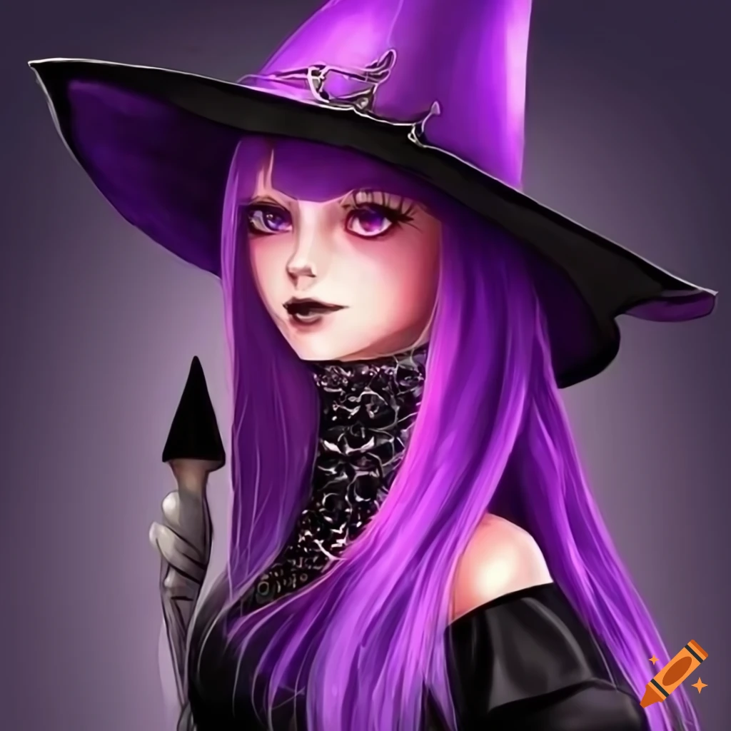 Illustration of a cute witch with a broomstick on Craiyon