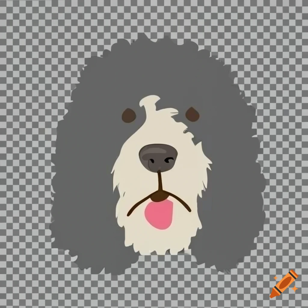 Cartoon old english sheepdog face with transparent background on Craiyon