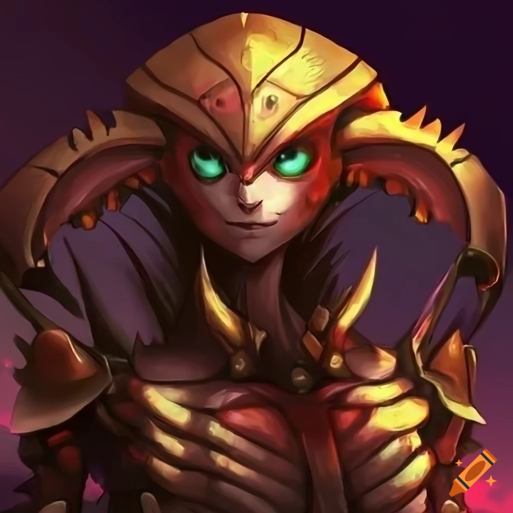 Anime style portrait of an insectoid warrior