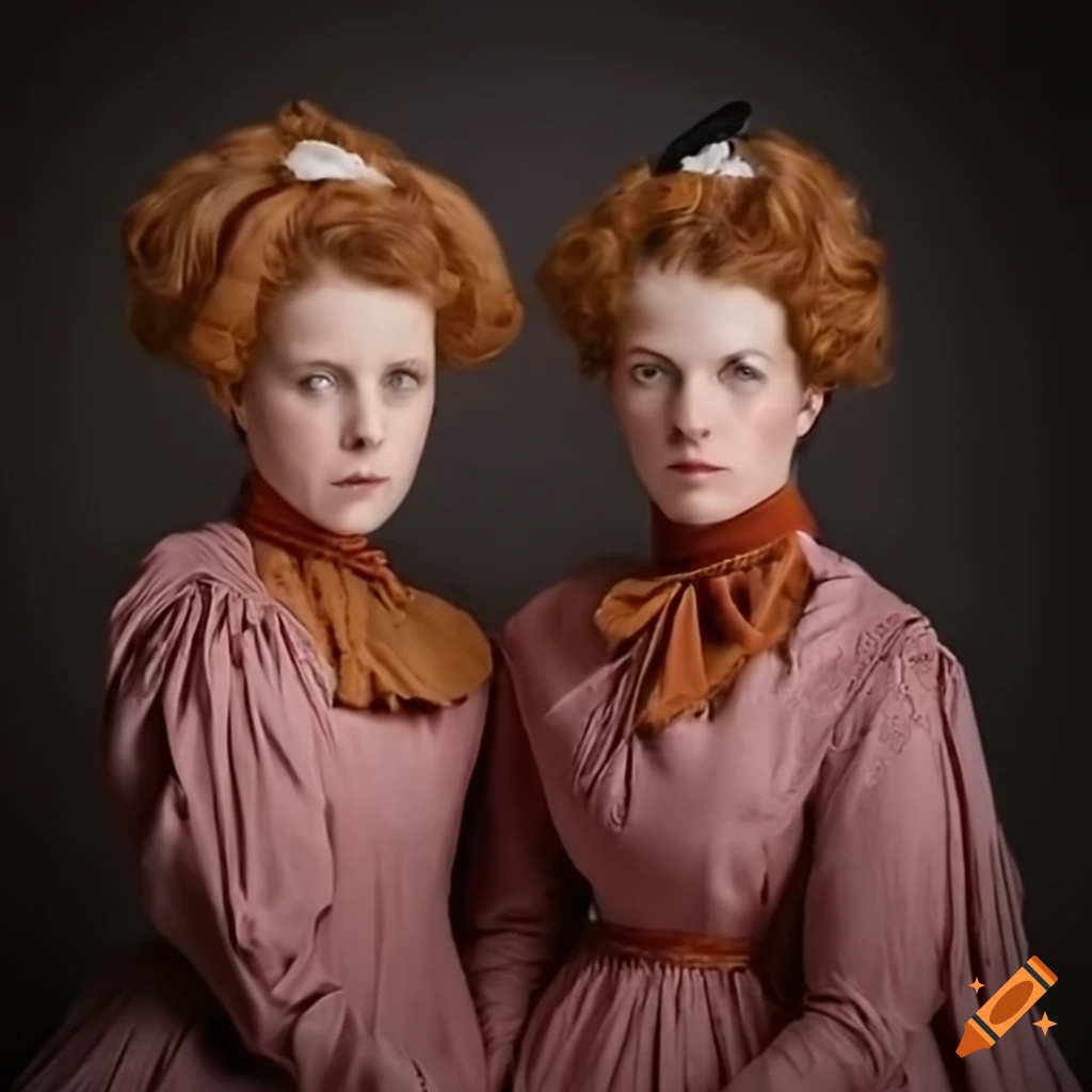 Portrait of two ginger victorian women on Craiyon