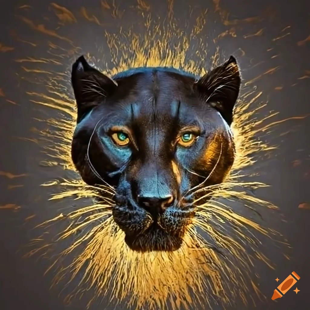 Golden scratch mark in the air with black panther silhouette on Craiyon