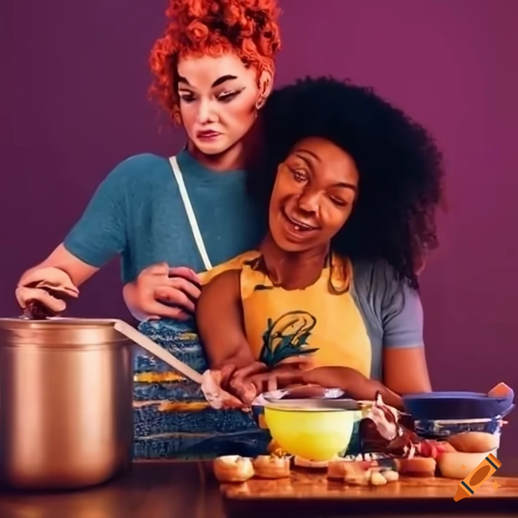 Diverse group cooking in magical kitchen on Craiyon