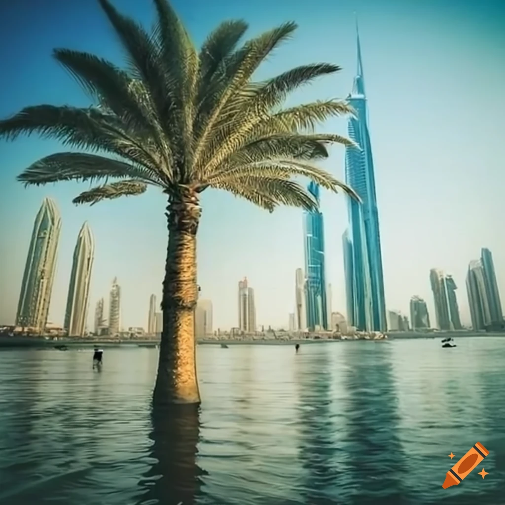 Image of tropical palm trees in dubai on Craiyon