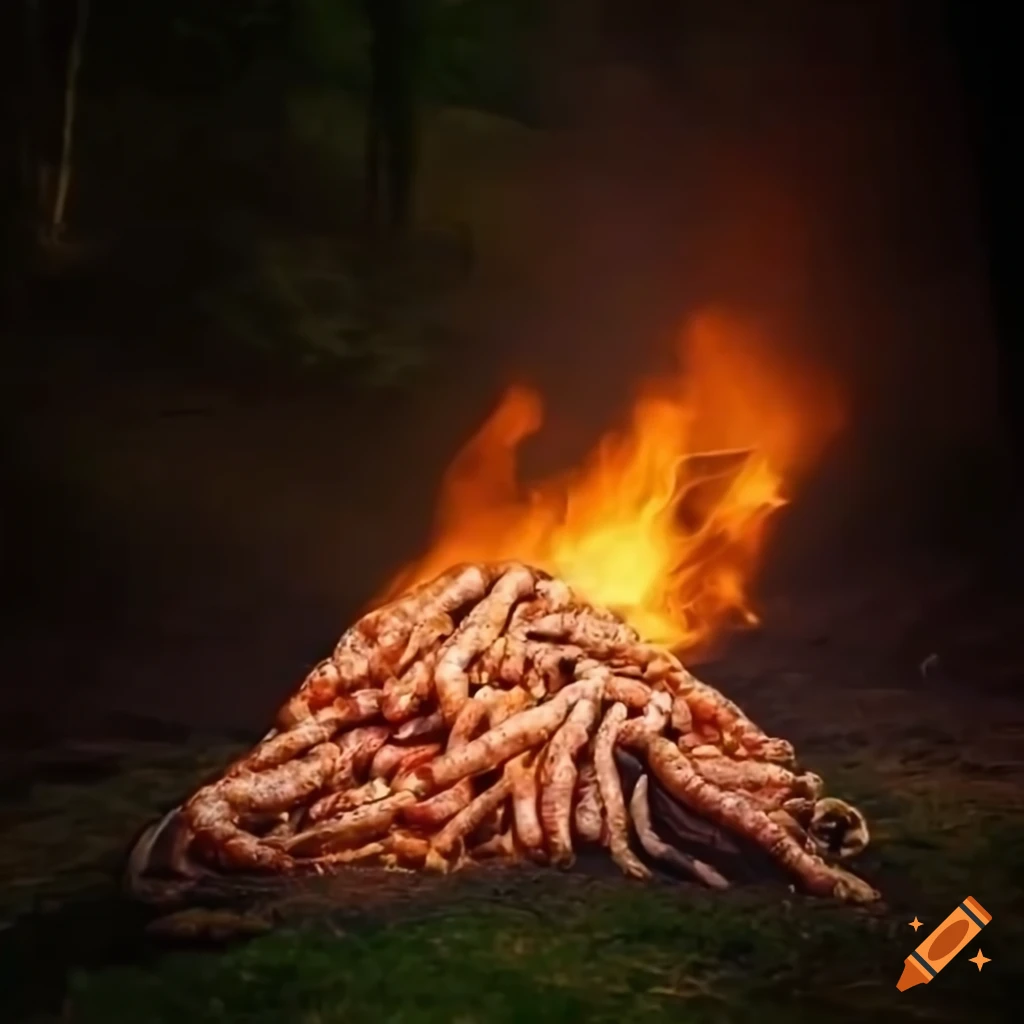 Hyperrealistic photo of burning organic matter on Craiyon