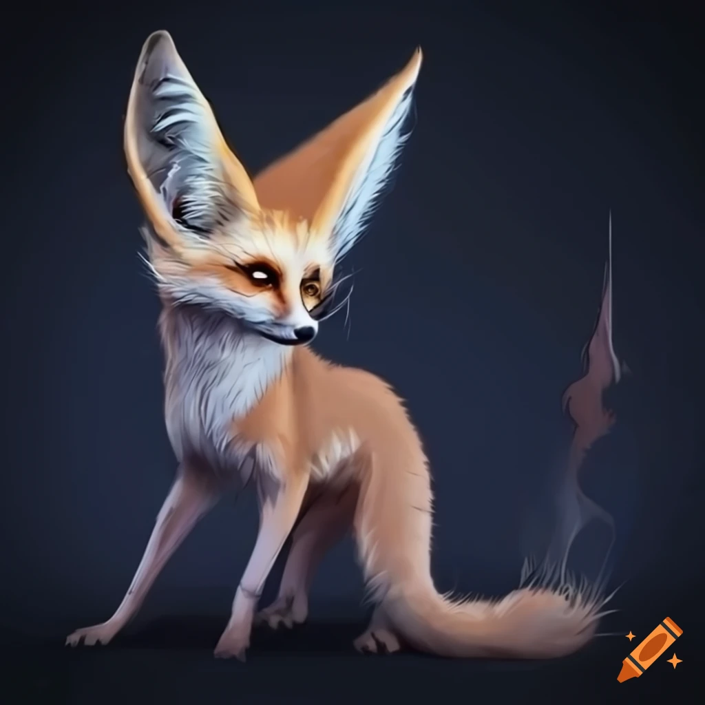 Fantasy-style depiction of a majestic fennec fox